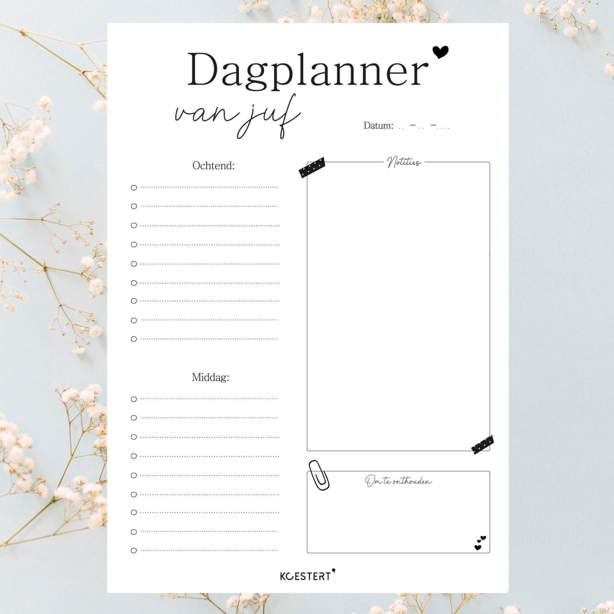Printable | dagplanner voor juf | Koestert