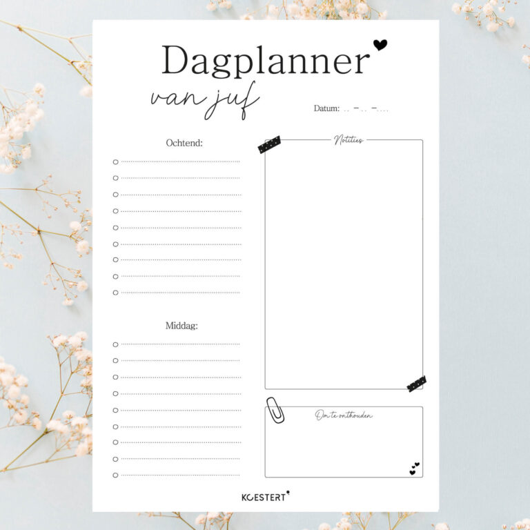 Printable | dagplanner voor juf | Koestert