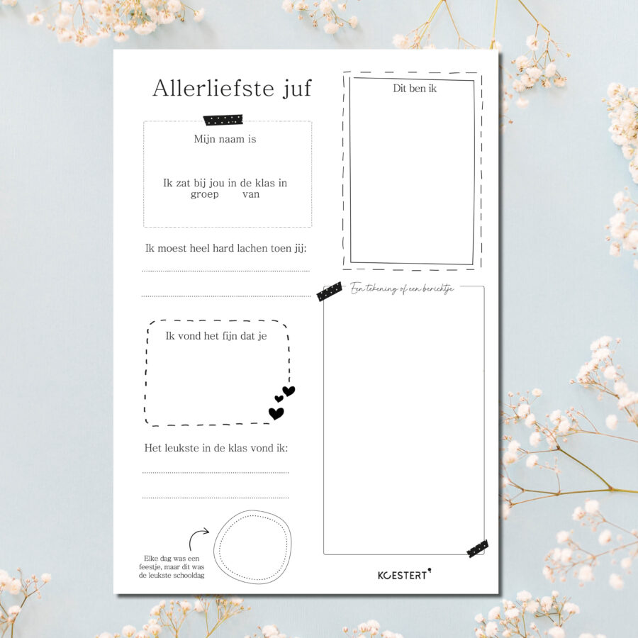 Printable | vriendenboekje voor juf | Koestert