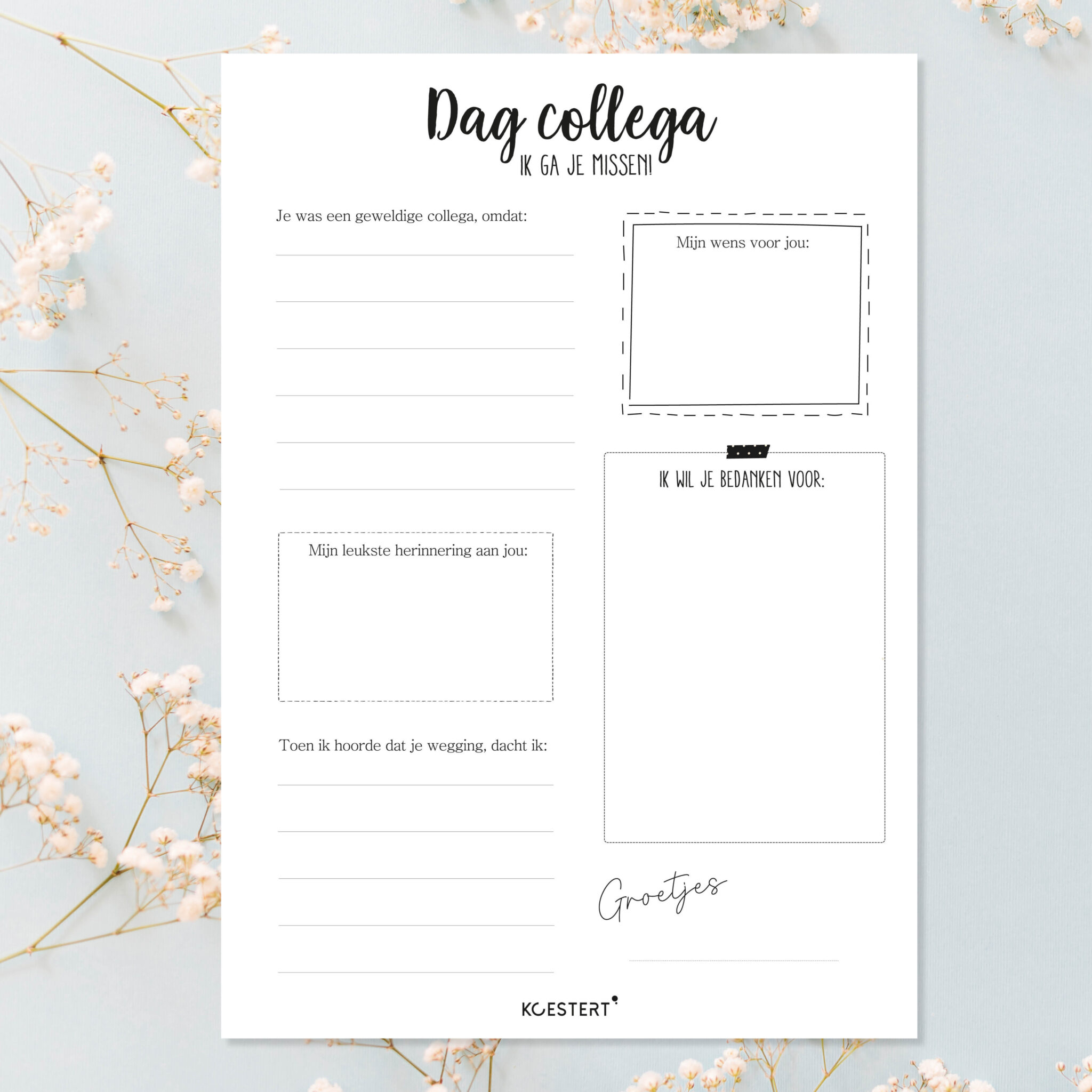 Printable | dag collega | invulpagina