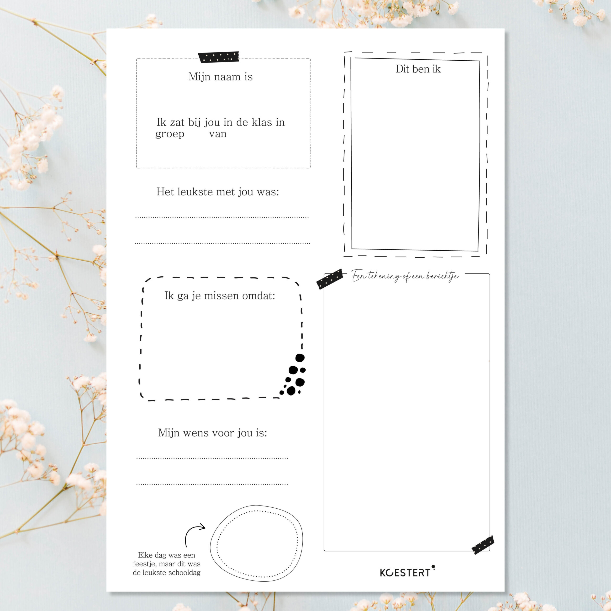 Printable | vriendenboekje | afscheid leerling | Koestert