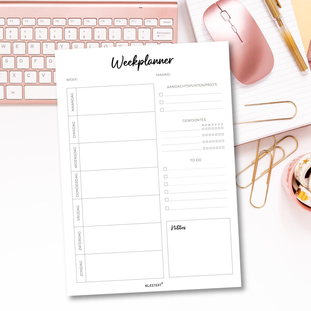 Weekplanner | printable | #1 | Koestert.nl